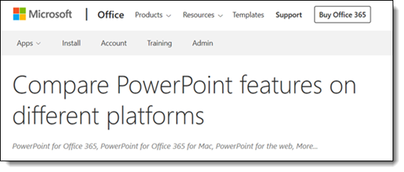 Compare Microsoft Office Features List - The PowerPoint Blog